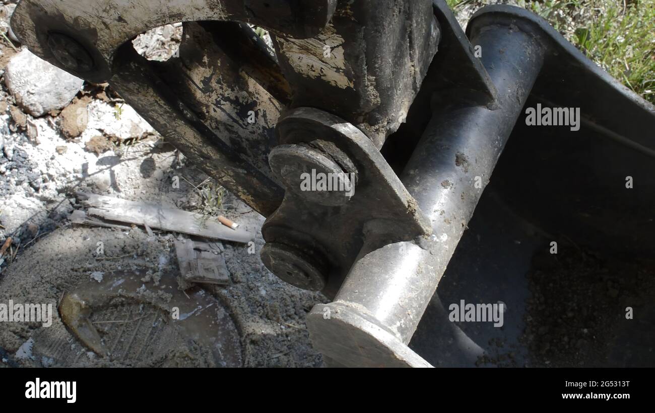 3d illustration - Buldozer Arm closeup from below to top Stock Photo ...