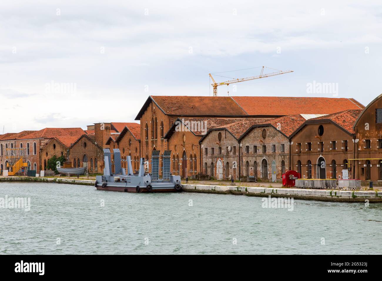 Industrial shipyards (Arsenale di Venezia) in Italy, Venice. Loading ...