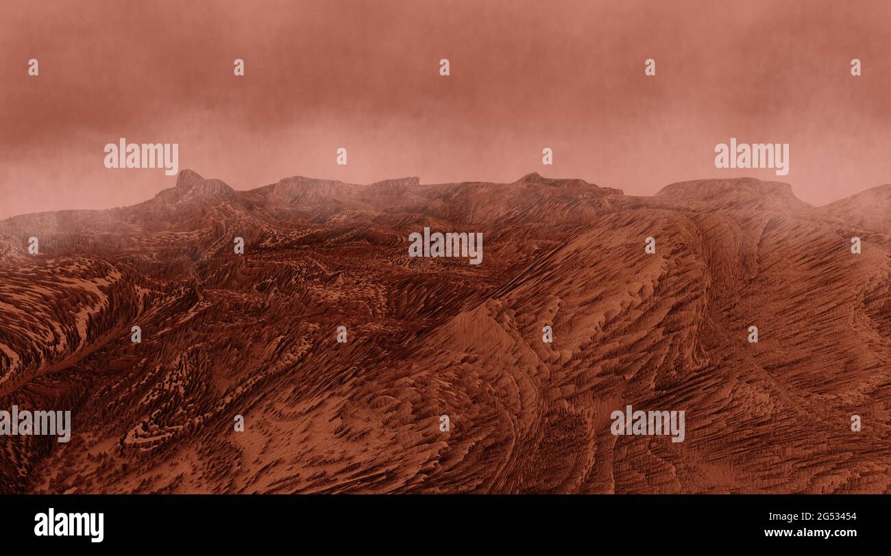 Mars landscape, science fiction illustration Stock Photo - Alamy
