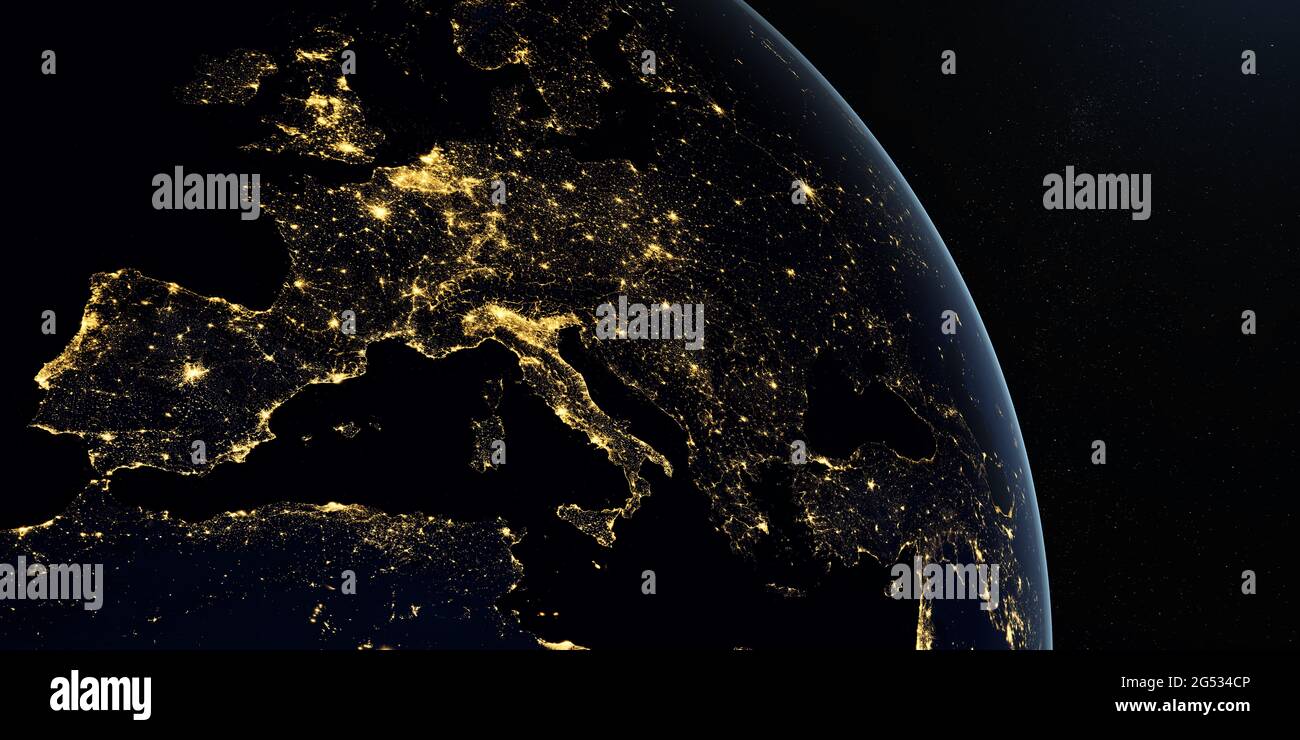 Satellite map of european cities night hi-res stock photography and ...