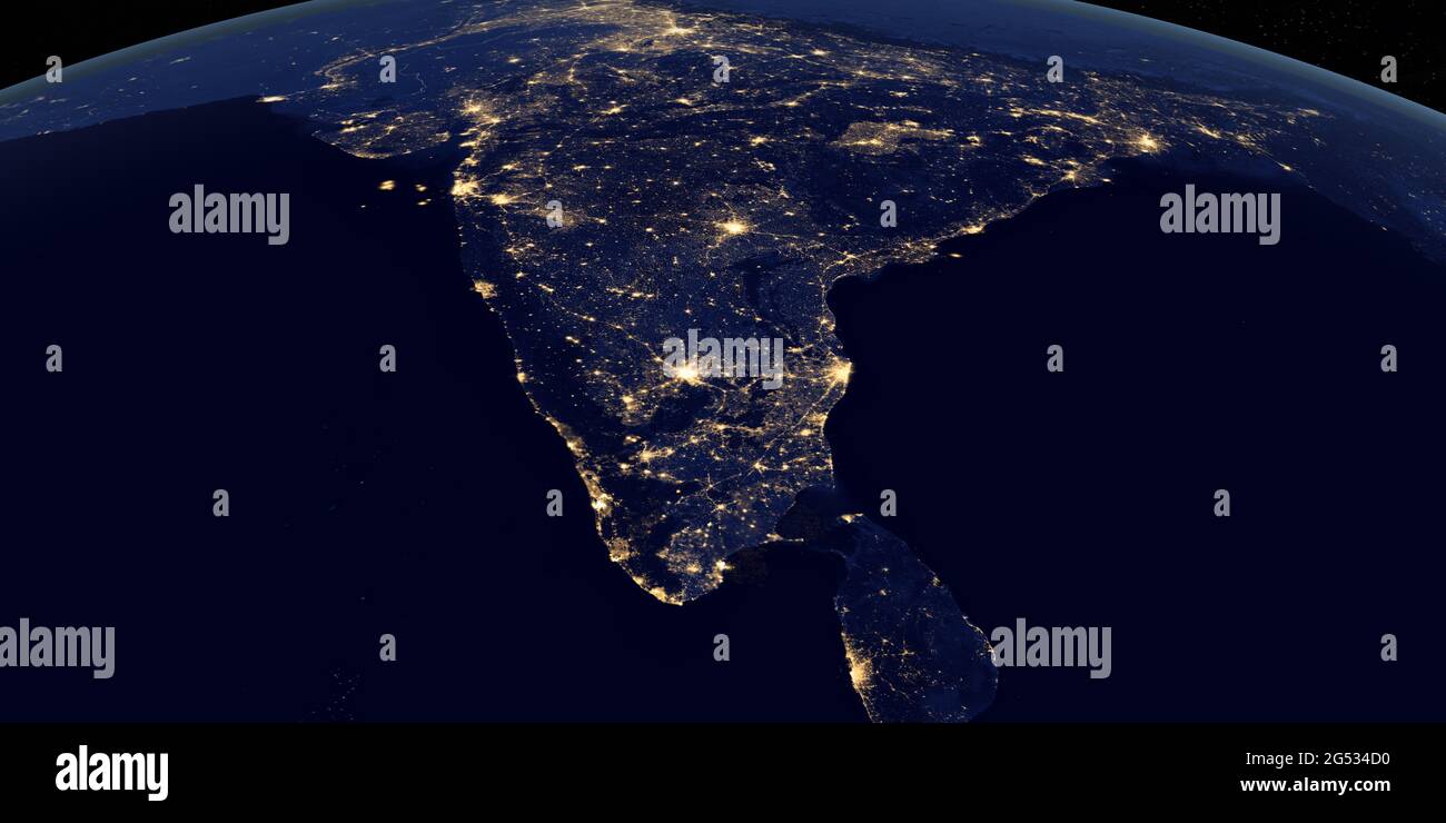 India night view from space hi-res stock photography and images - Alamy