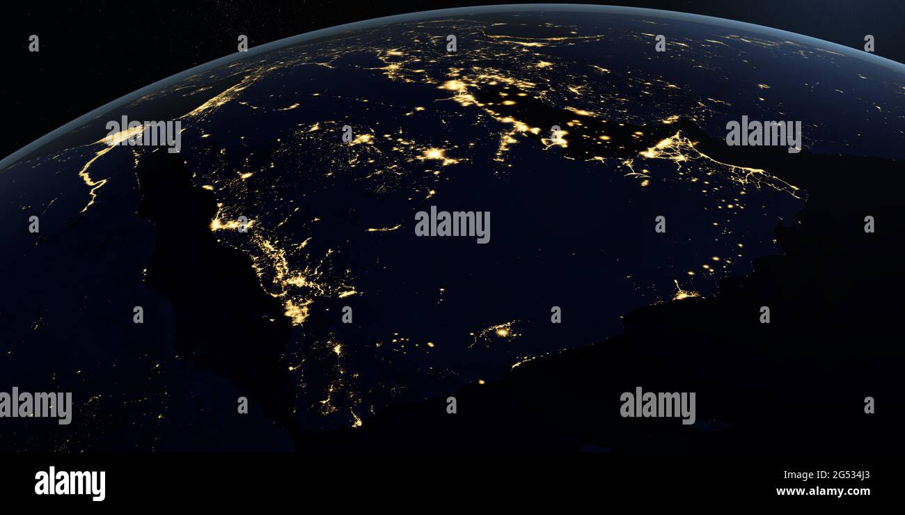 Russia at night in the earth planet rotating from space Stock Photo - Alamy