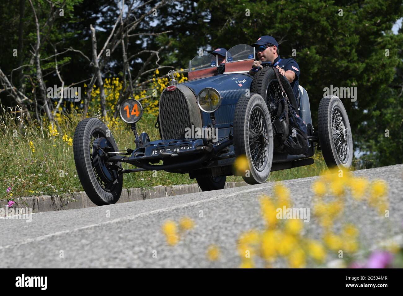 Panzano in Chianti, Italy 18 june 2021: unknown drives a Bugatti T37 ...