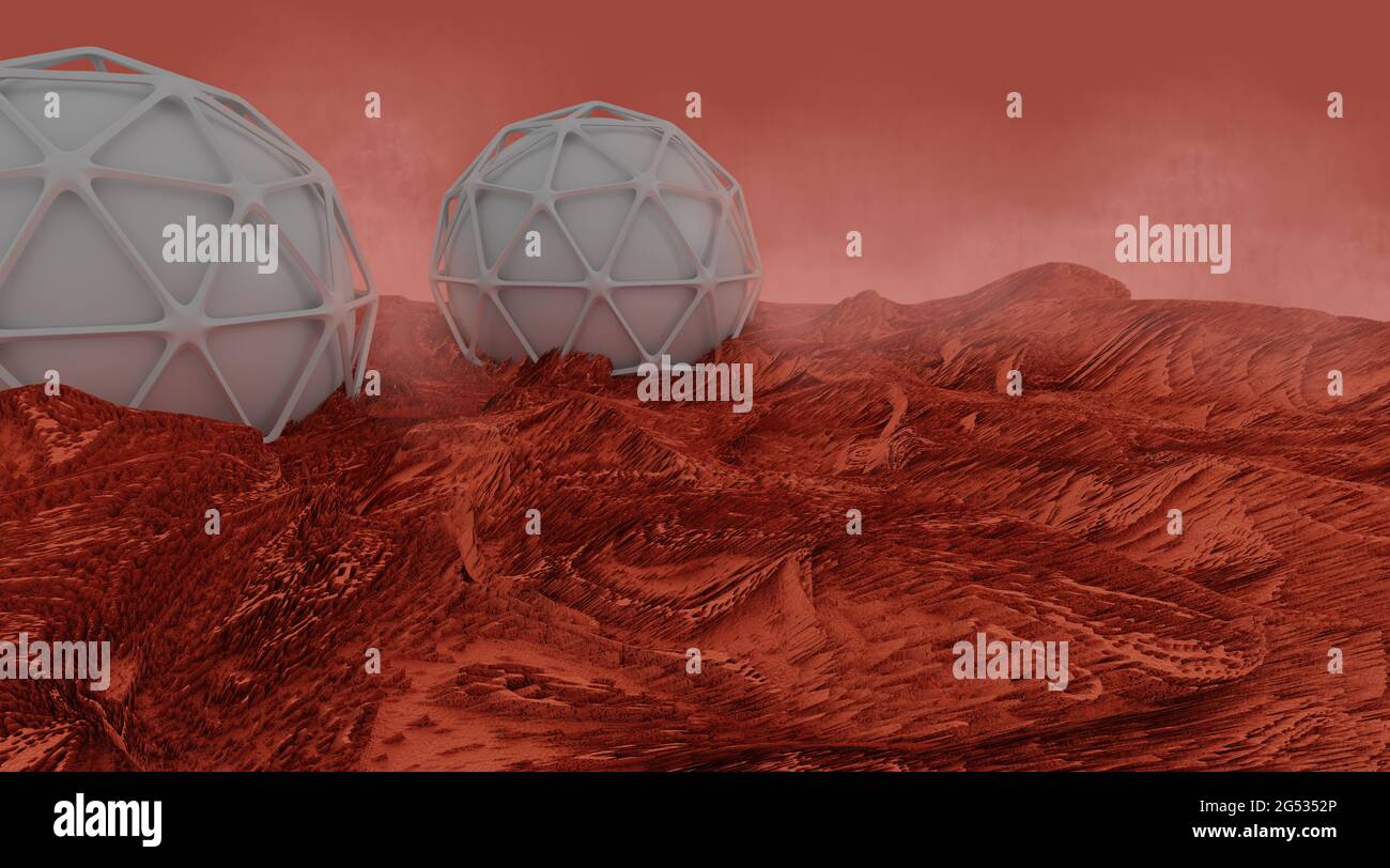 Mars landscape, science fiction illustration Stock Photo - Alamy