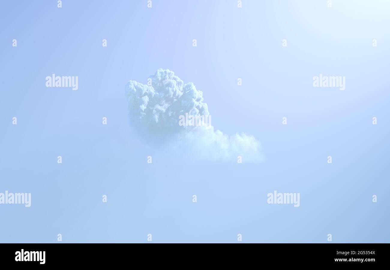 single cloud with sun rays - concept nature 3D illustration Stock Photo ...