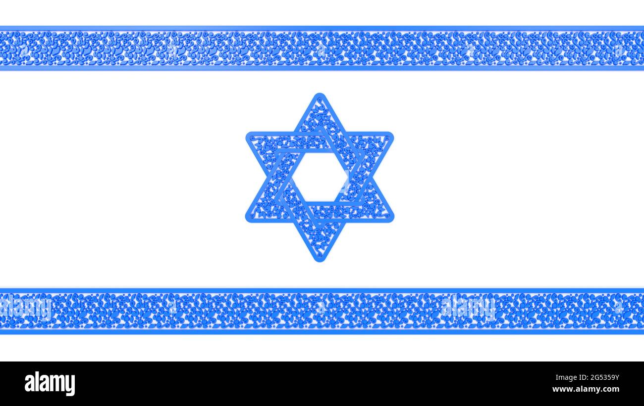 cute israel flag blue ornamental tracery isolated. digital object 3D ...