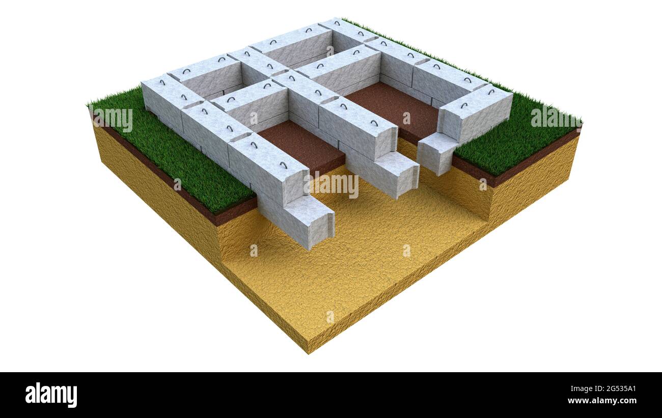 precast concrete panel base. isolated cg industrial 3D rendering Stock ...