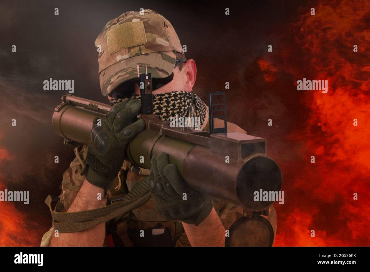 Private Military Contractor firing RPG (rocket propelled grenade ...