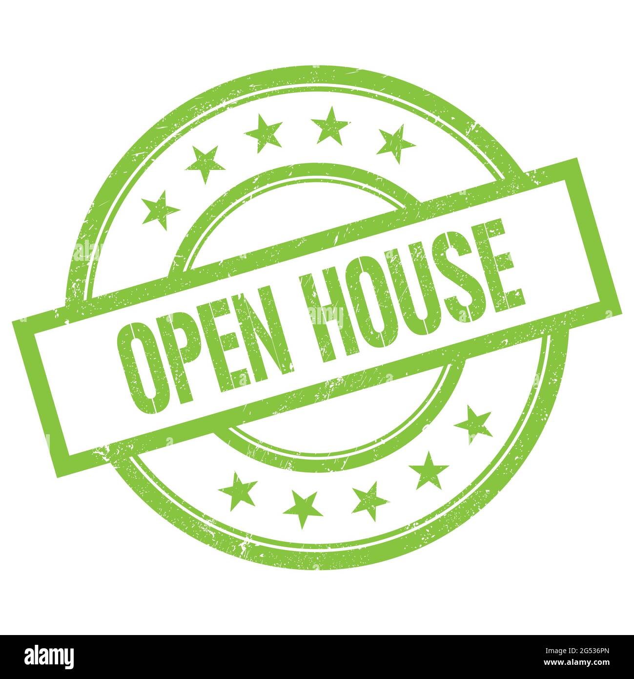 OPEN HOUSE text written on green round vintage rubber stamp Stock Photo ...
