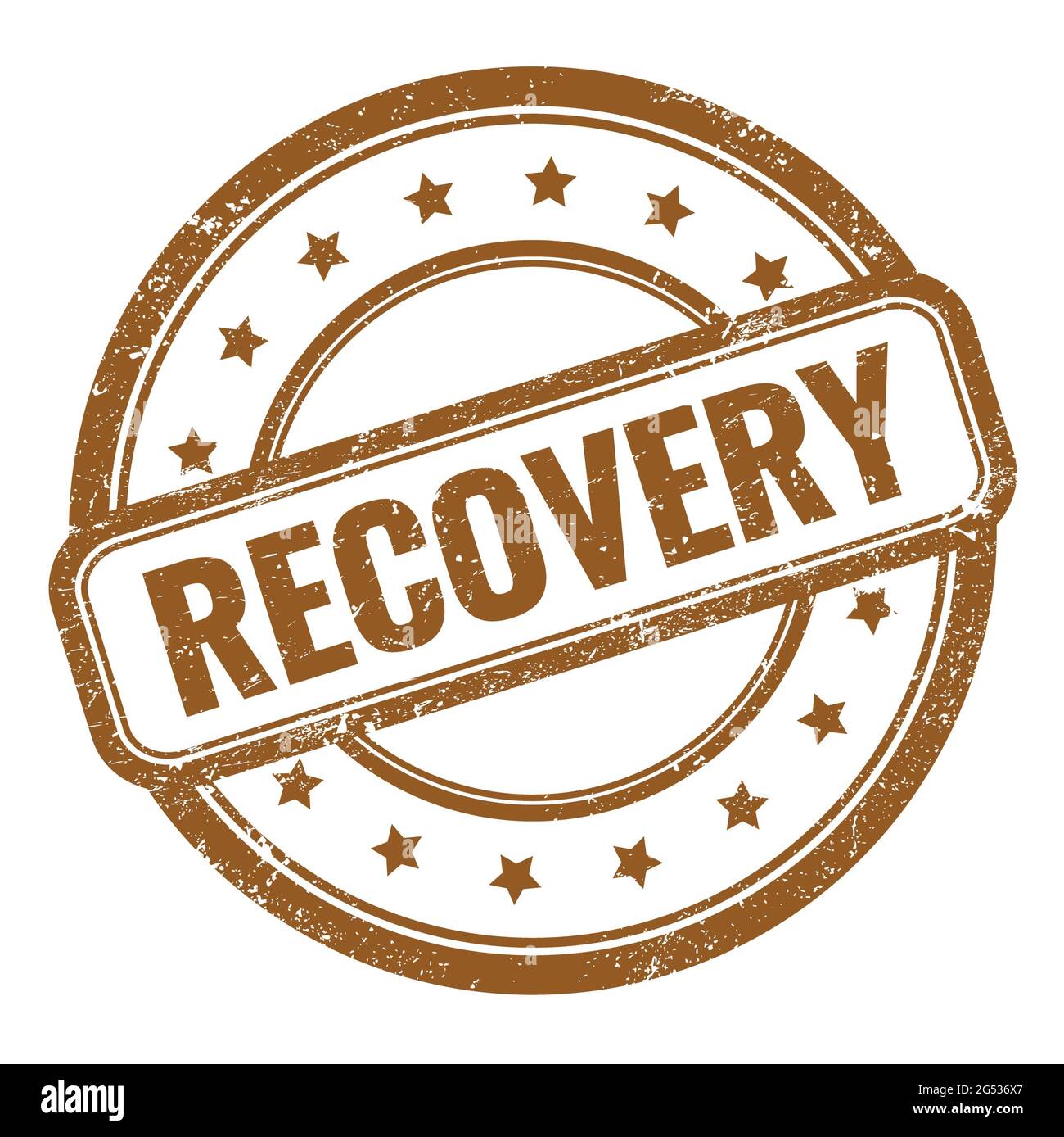 RECOVERY text on brown grungy vintage round rubber stamp Stock Photo ...