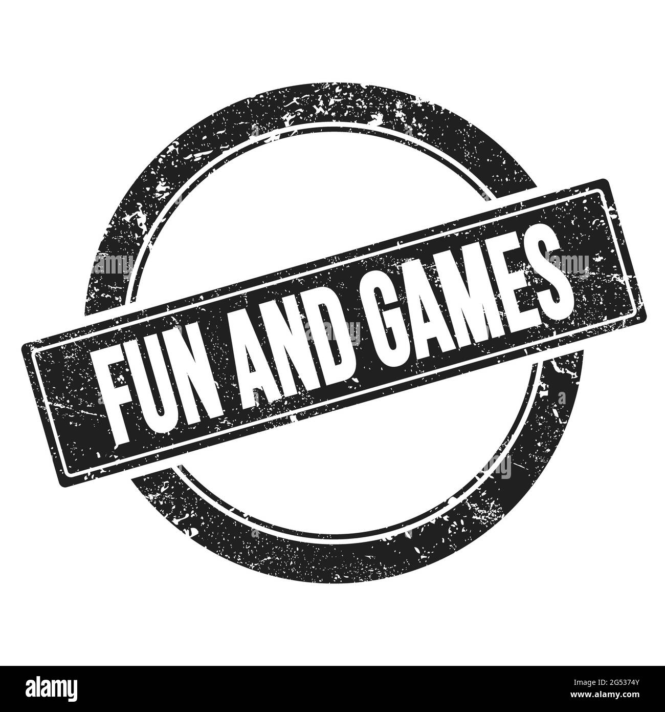 FUN AND GAMES text on black grungy round vintage stamp Stock Photo - Alamy