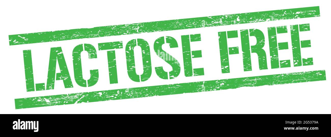 LACTOSE FREE text on green grungy rectangle stamp sign Stock Photo - Alamy