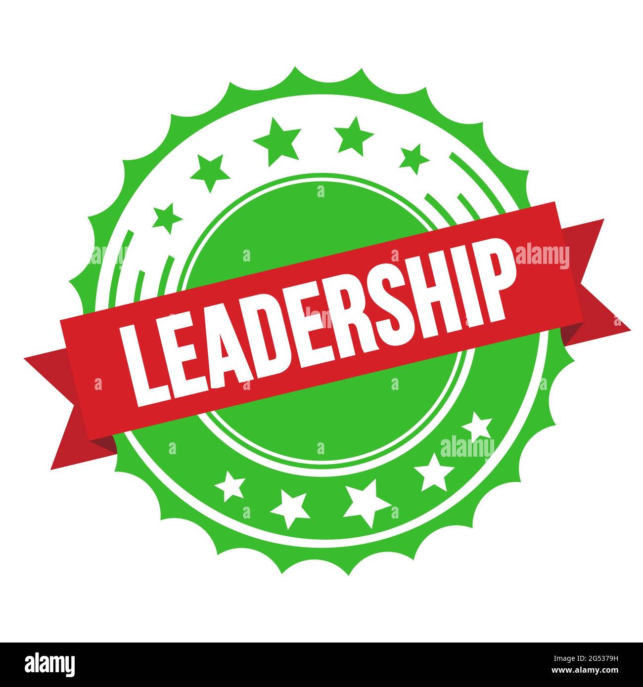 LEADERSHIP text on red green ribbon badge stamp Stock Photo - Alamy