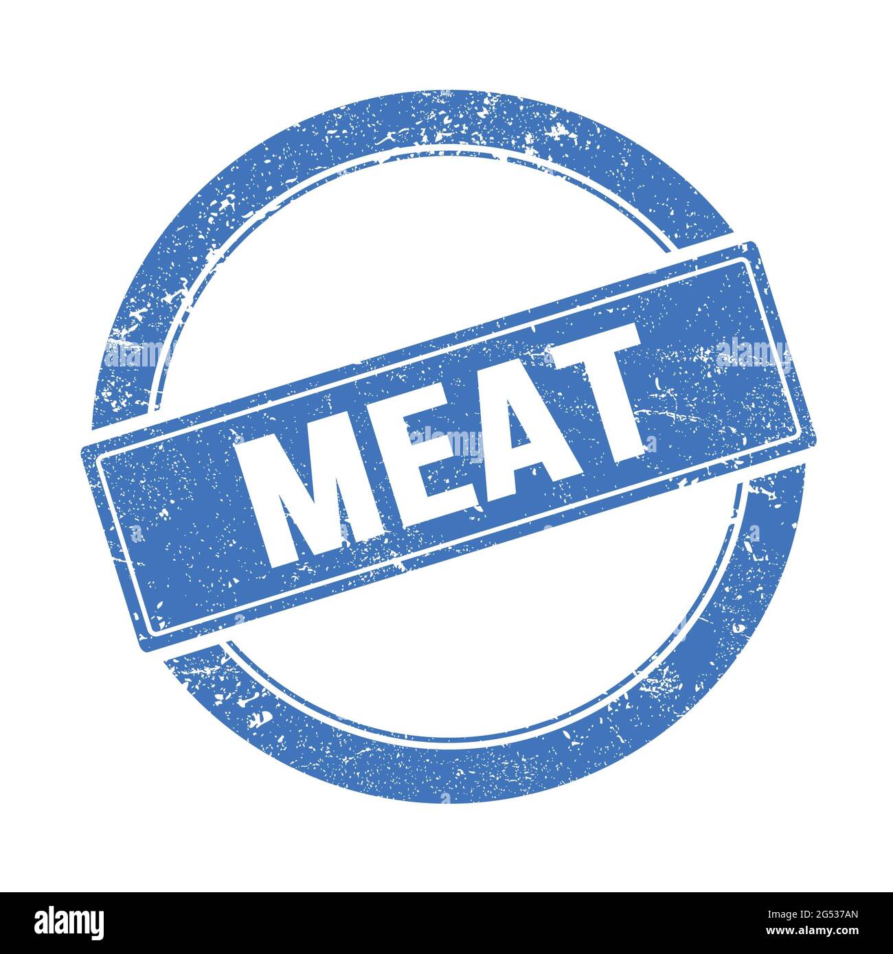 MEAT text on blue grungy round vintage stamp Stock Photo - Alamy