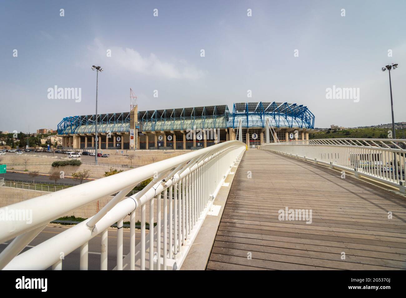 jerusalem, israel. 15-03-2021. the pedestrian bridge over Begin ...