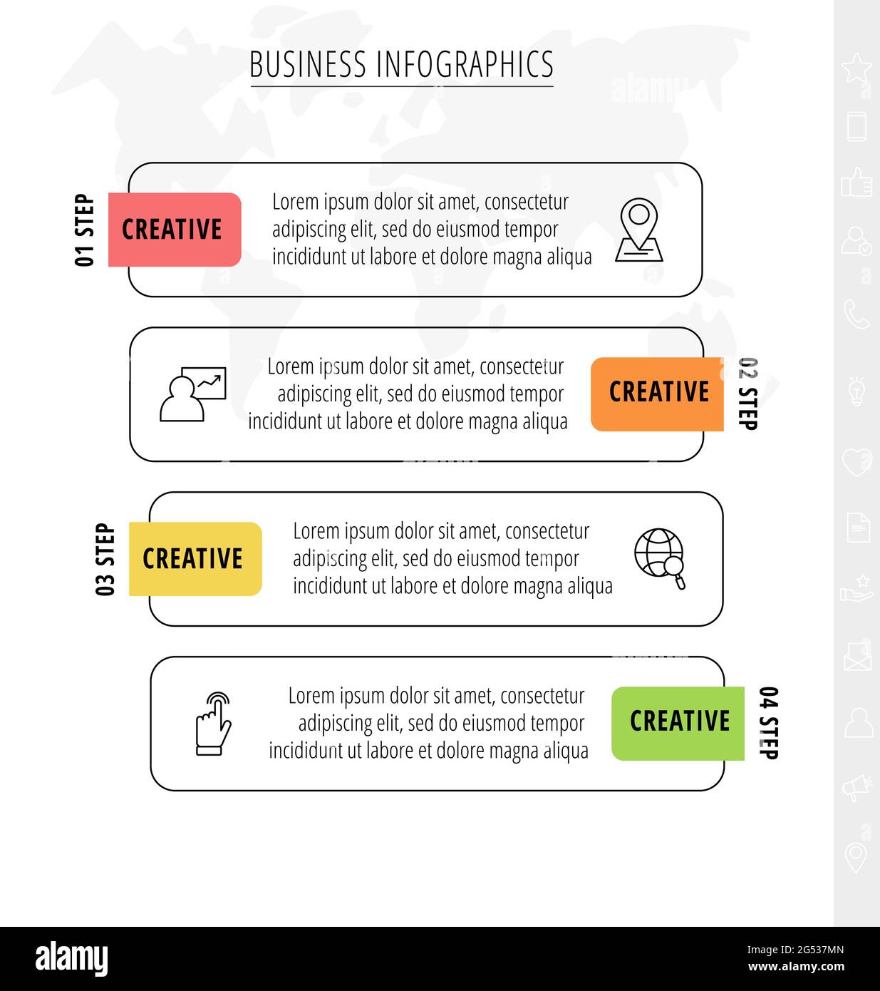 Four line rectangular elements in horizontal row. Vector modern ...