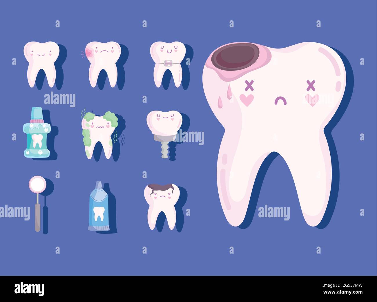 cute teeth kawaii set Stock Vector Image & Art - Alamy