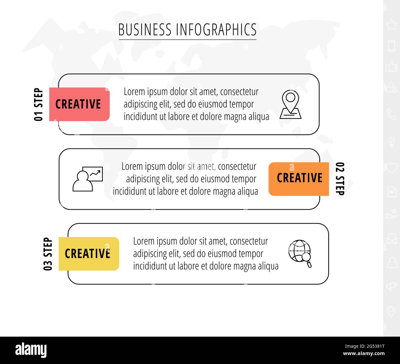 Three line rectangular elements in horizontal row. Vector modern ...