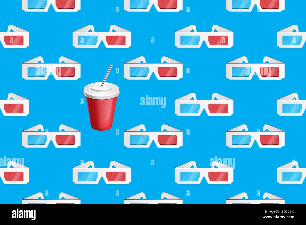 3d glasses and soda vector pattern on blue Stock Vector Image & Art - Alamy