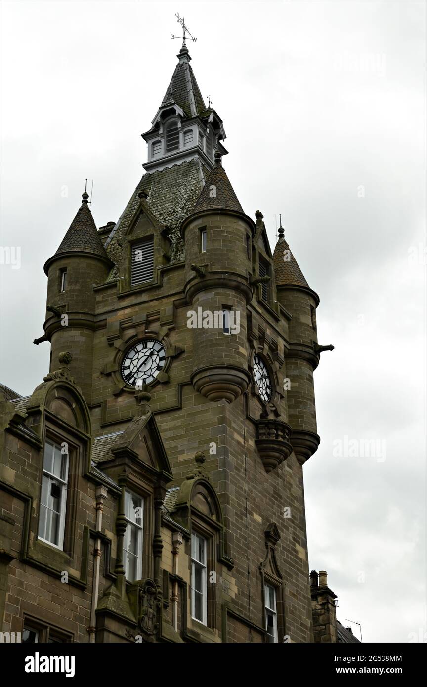 An exterior view of an old stone council building in the Scottish ...