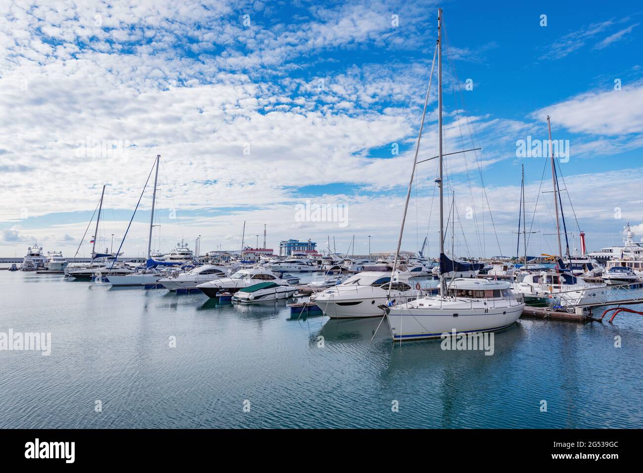 Yachts and boats anchored in the port of Sochi. Russia Stock Photo - Alamy