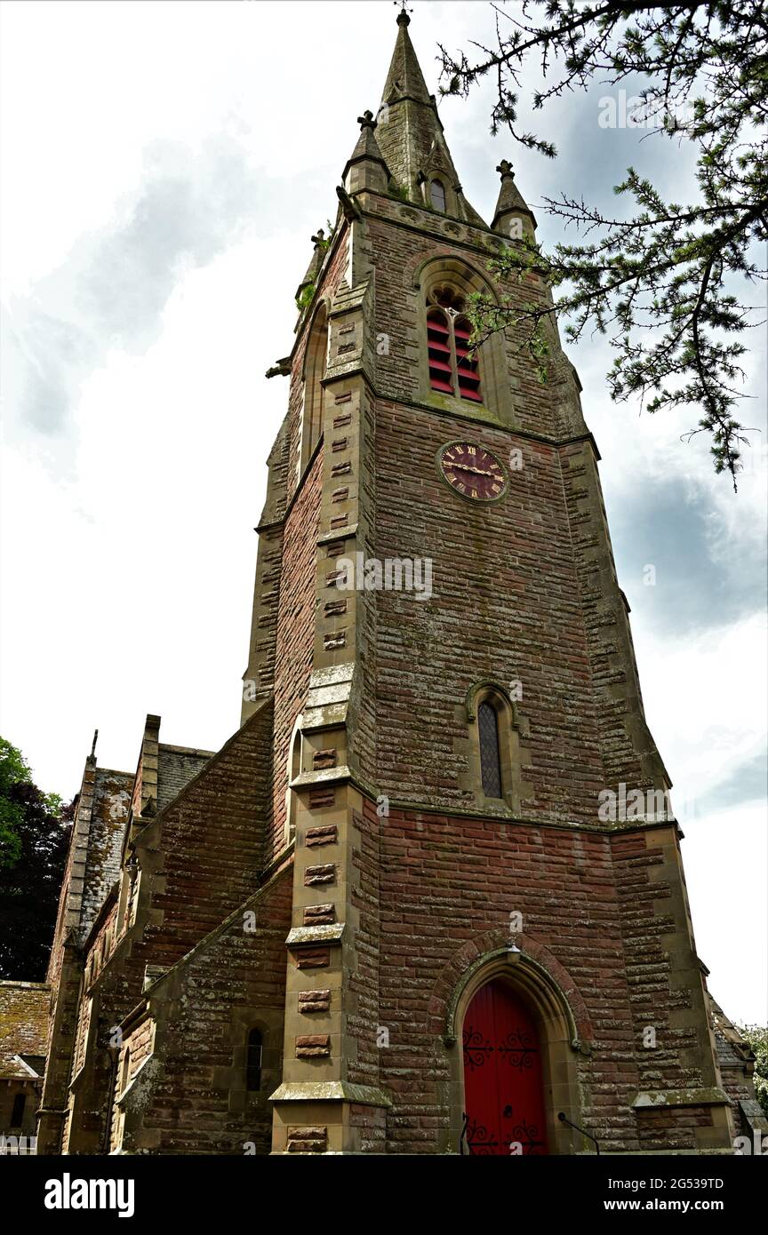 An exterior view of the architecture of a church building in the ...