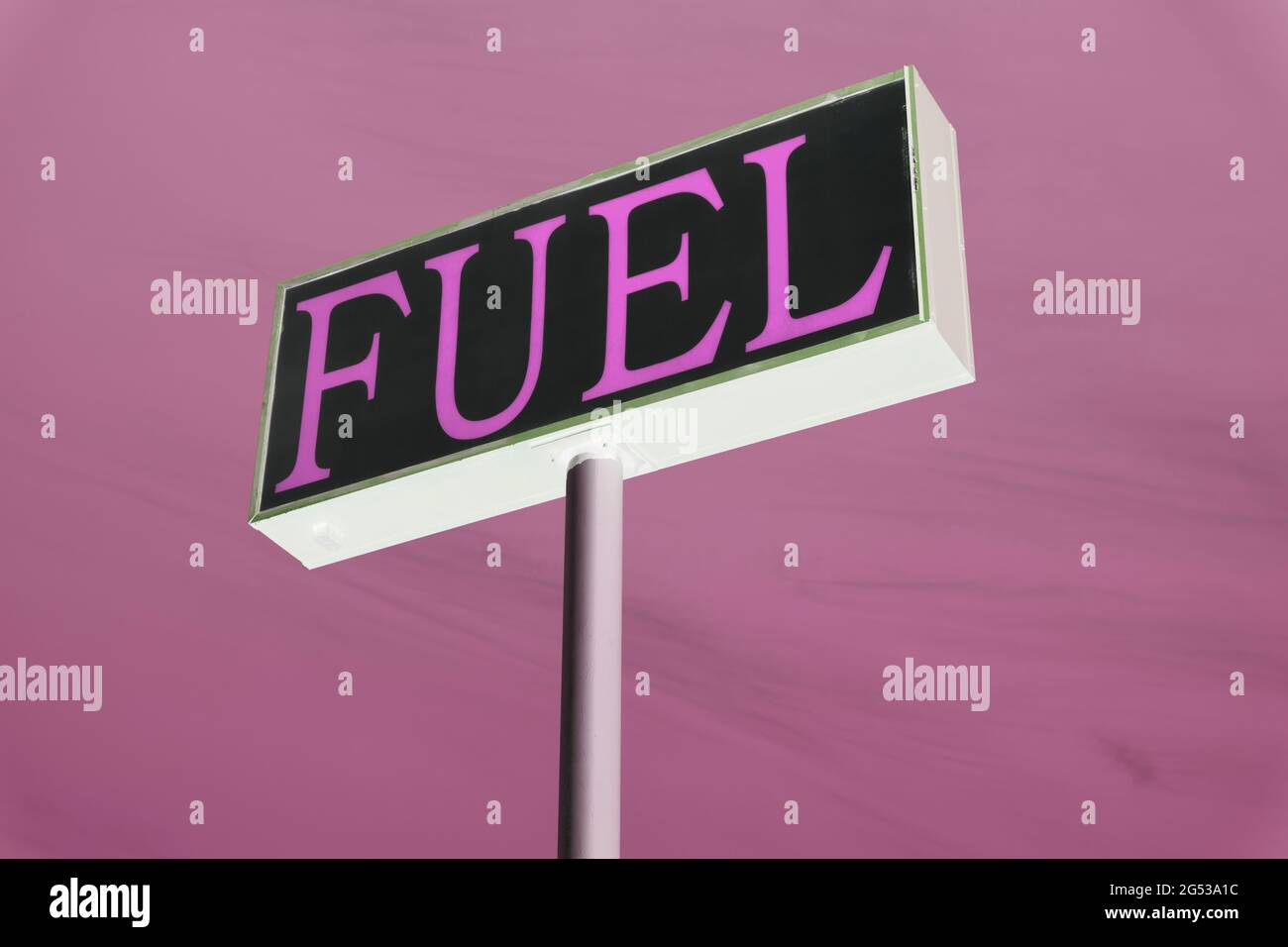 FUEL sign for gas station, purple background Stock Photo - Alamy