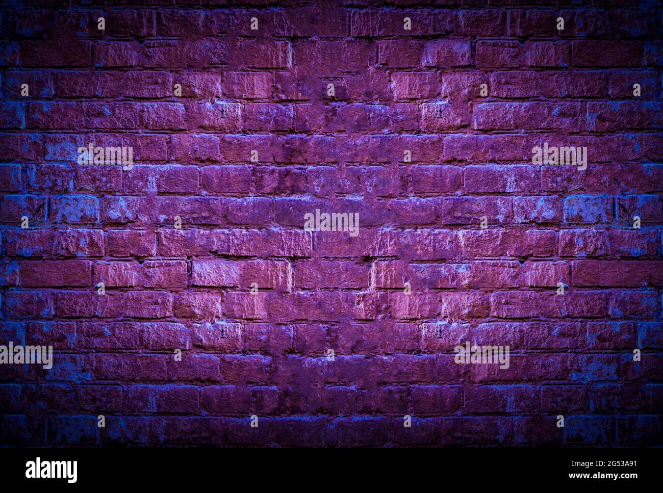 a neon brick wall glow with copy space mockup, grunge texture Stock ...