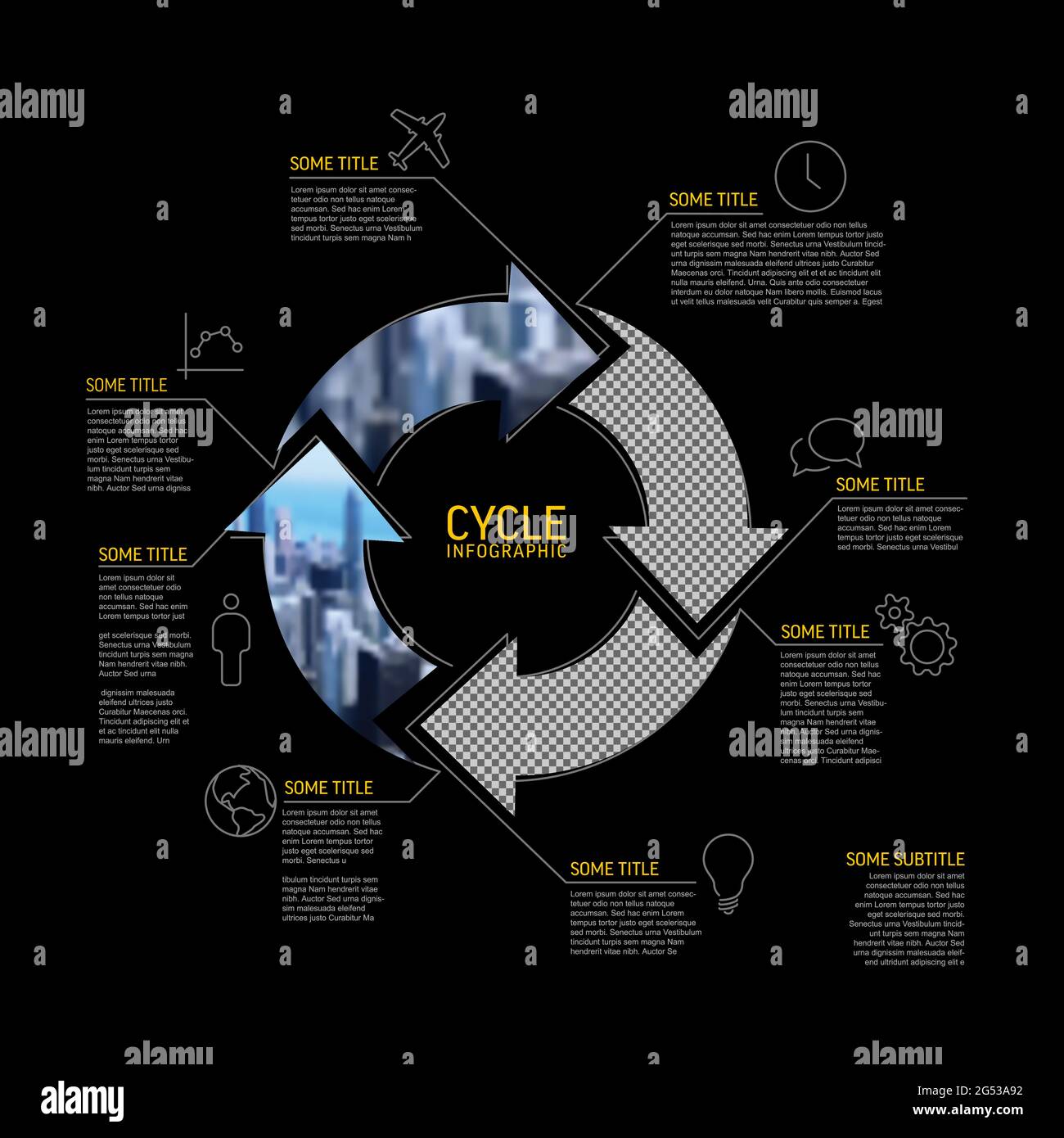Vector Simple cycle infographic template with photo placeholders ...