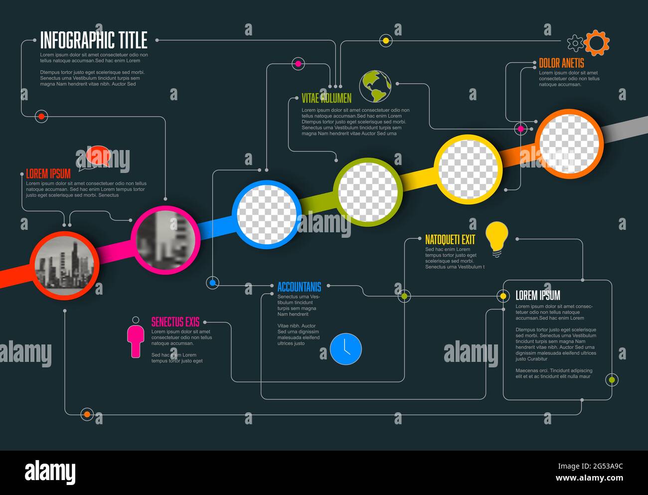 Vector Infographic timeline template made from circle photo ...