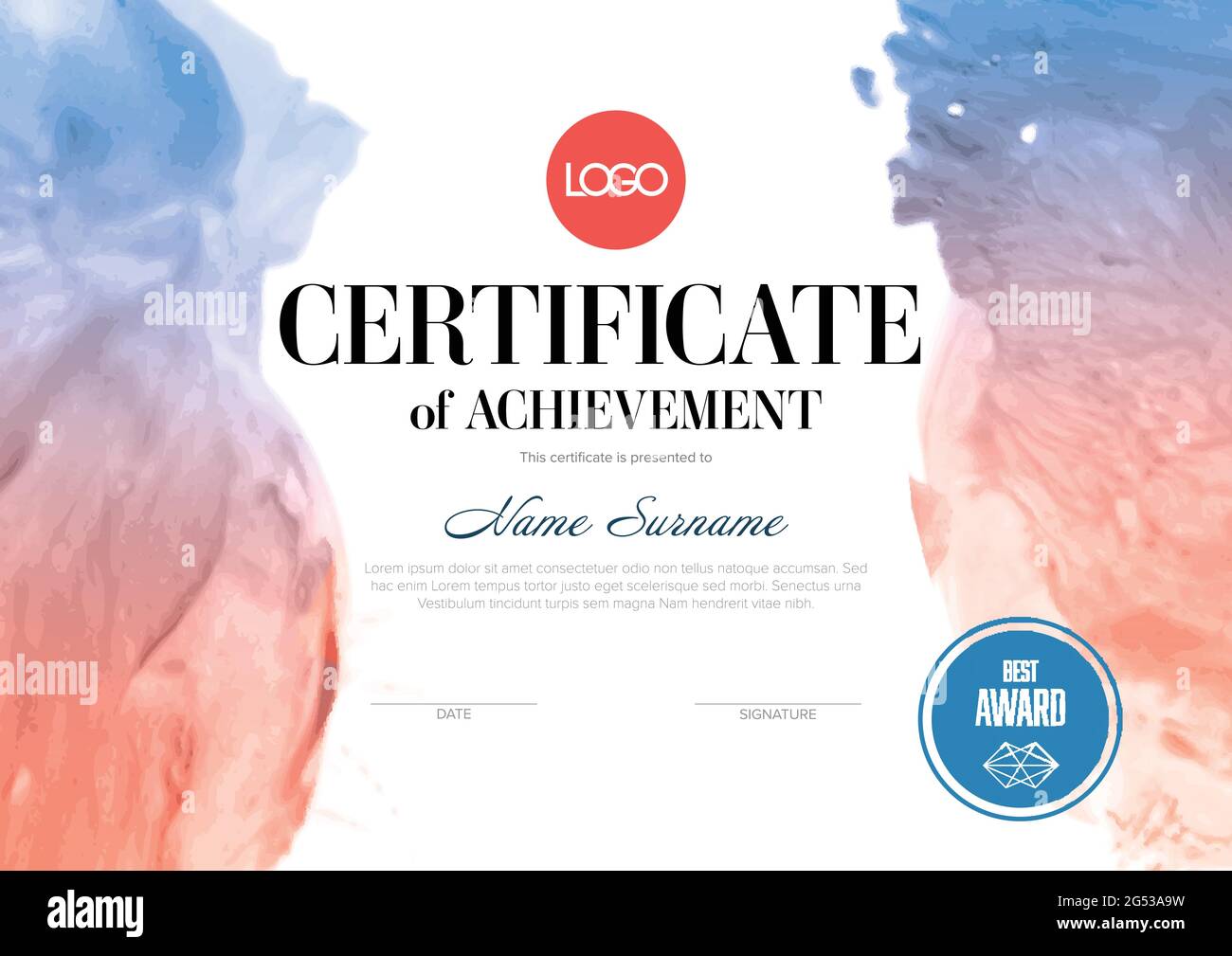 Modern art certificate of achievement template with place for your ...