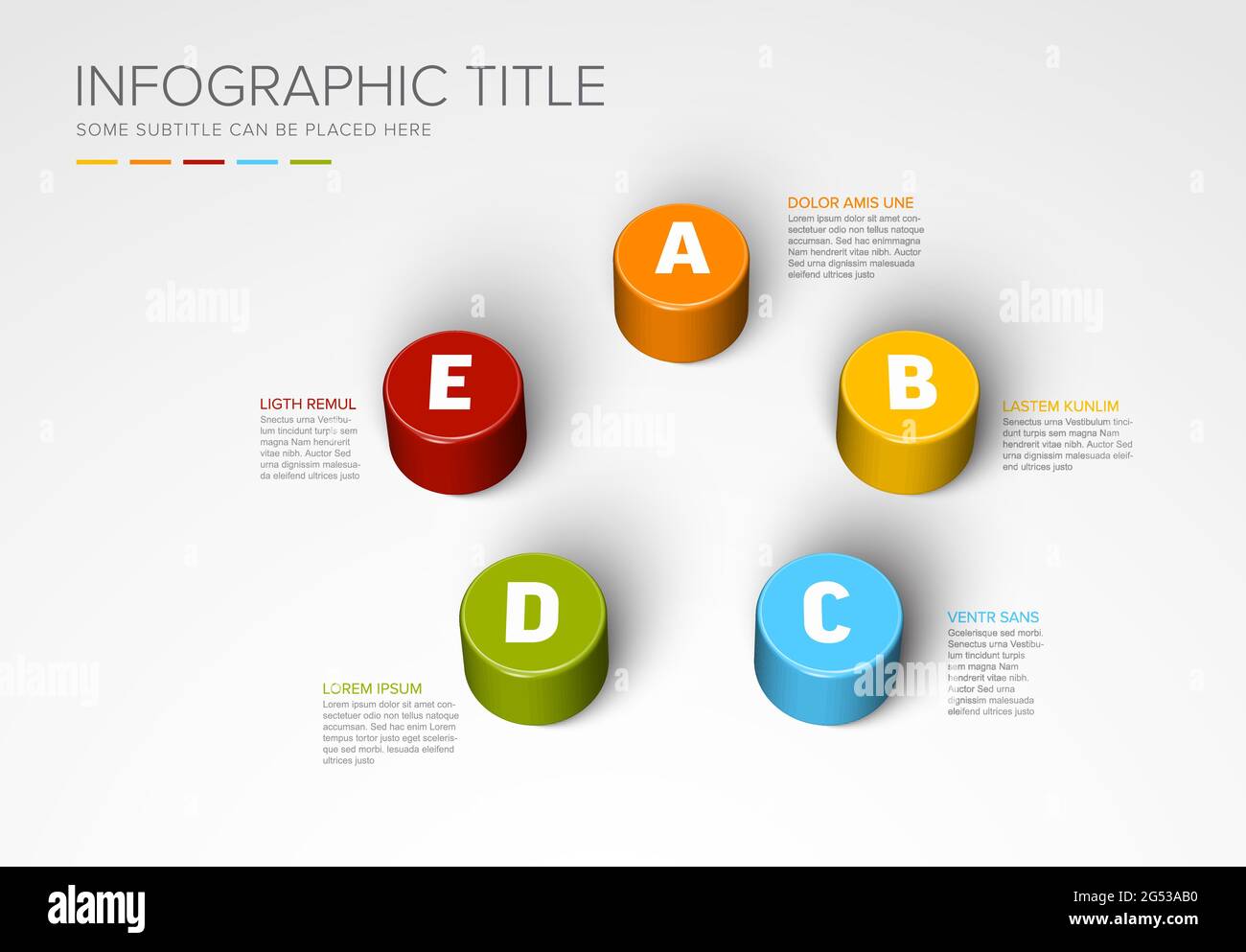 Vector multipurpose Infographic template made from five color cylinders ...