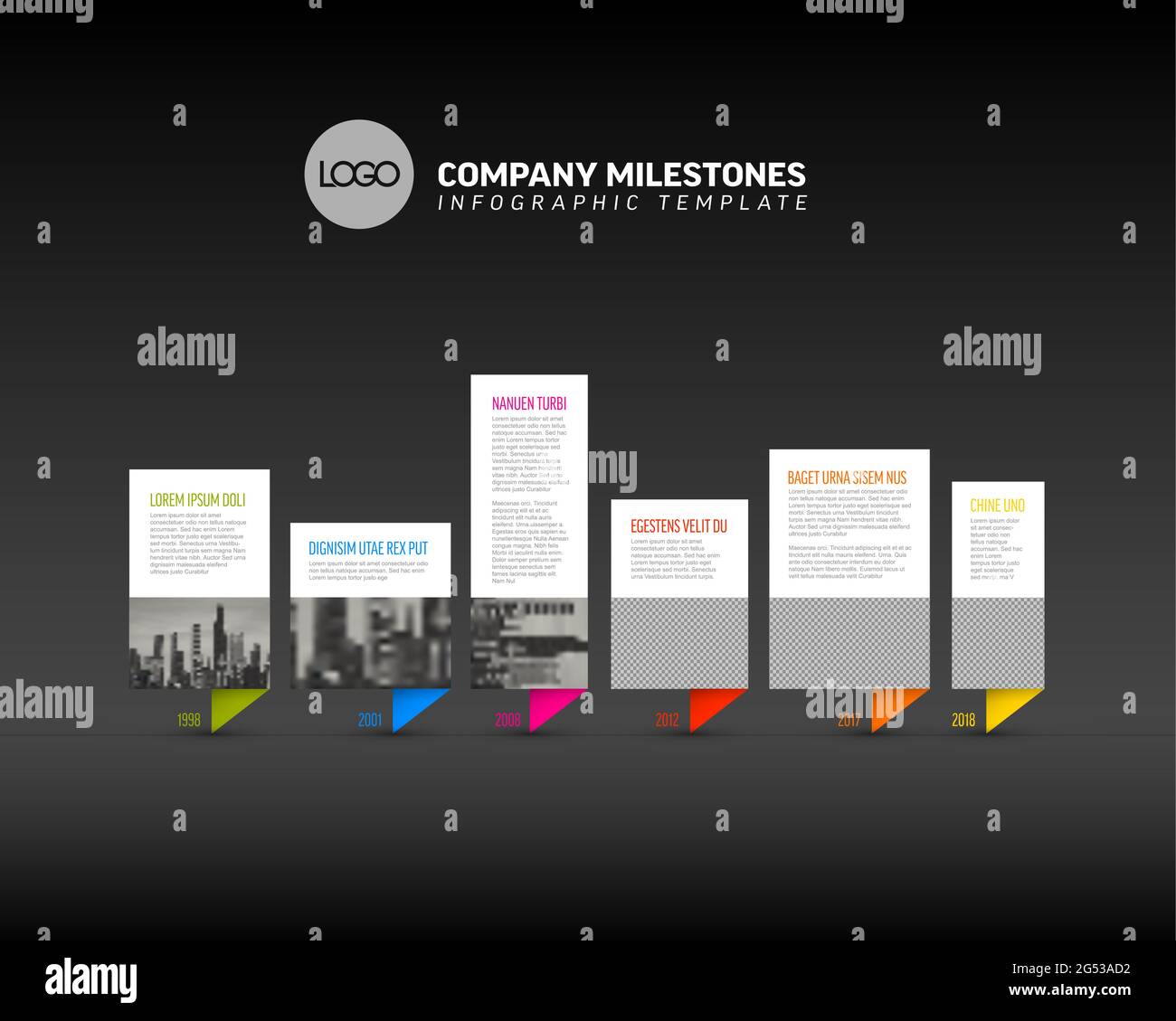 Vector Dark Infographic timeline template made from paper speech ...