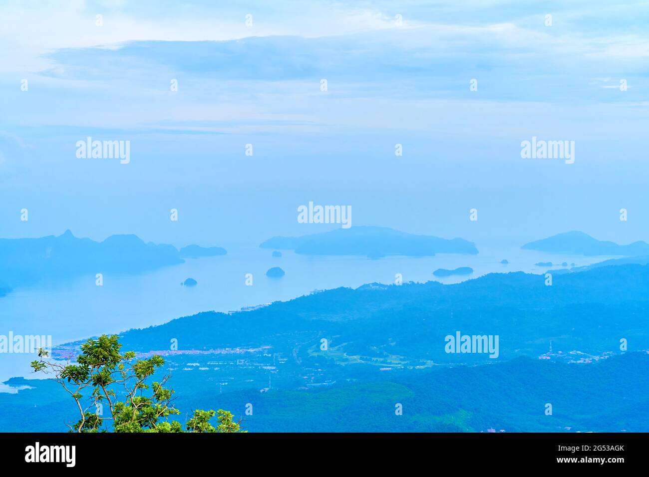 Natural landscape. Tropical island in Malaysia. Mountain jungle nature ...