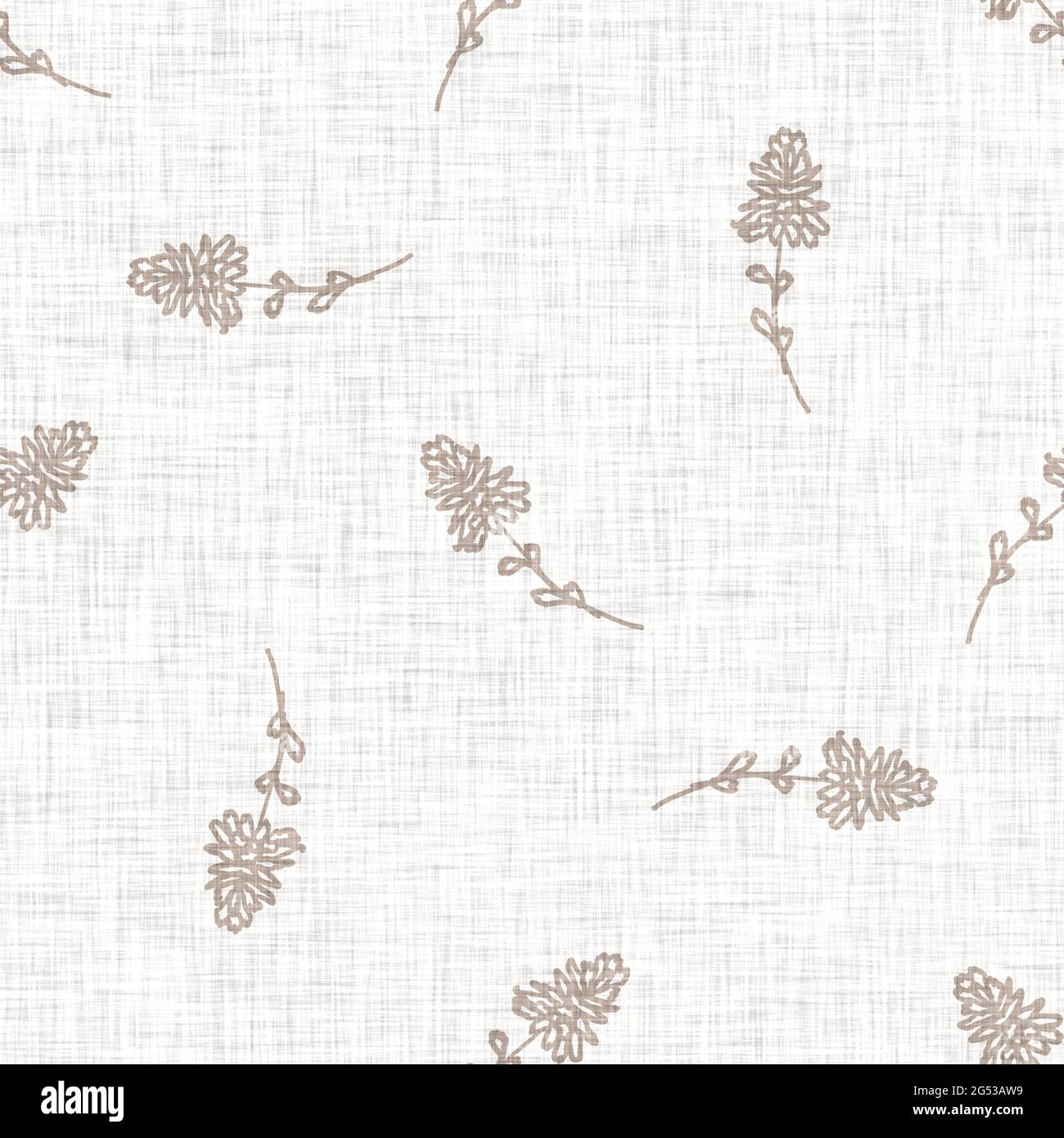 Seamless minimalist doodle flower pattern background. Calm two tone ...