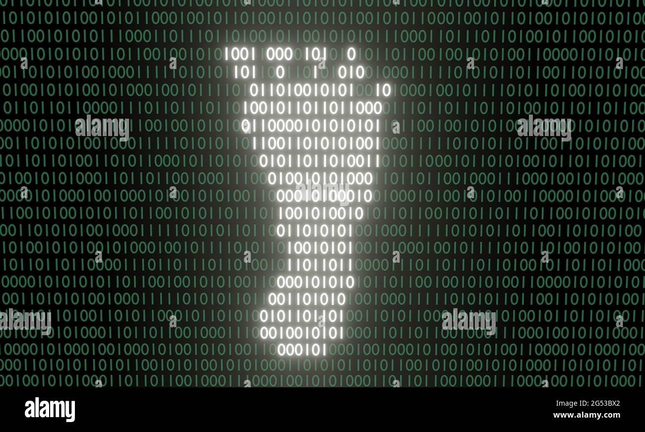 An illustration of a digital footprint with binary numbers on the background (3D rendering Stock ...