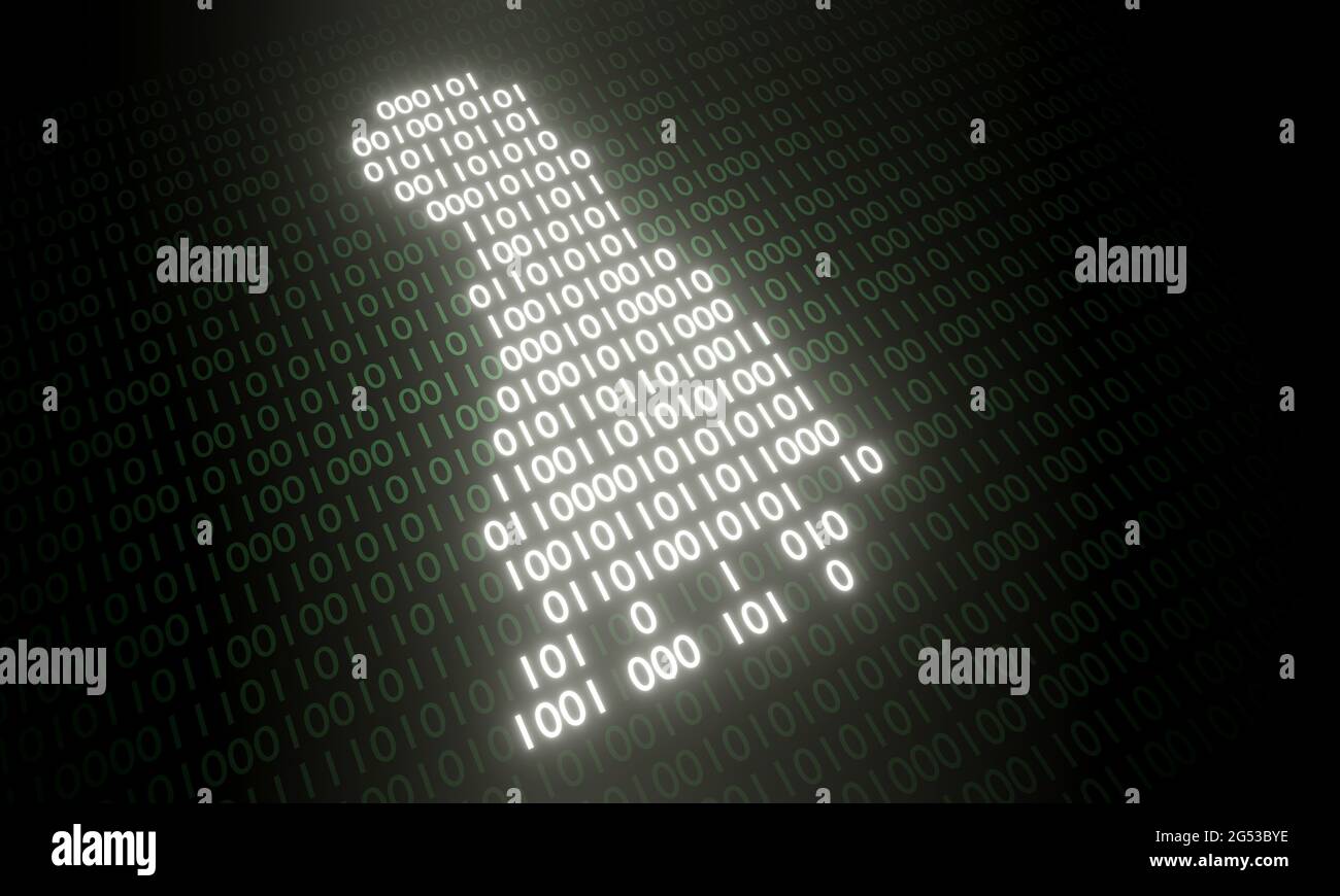 An illustration of a digital footprint with binary numbers on the background (3D rendering Stock ...
