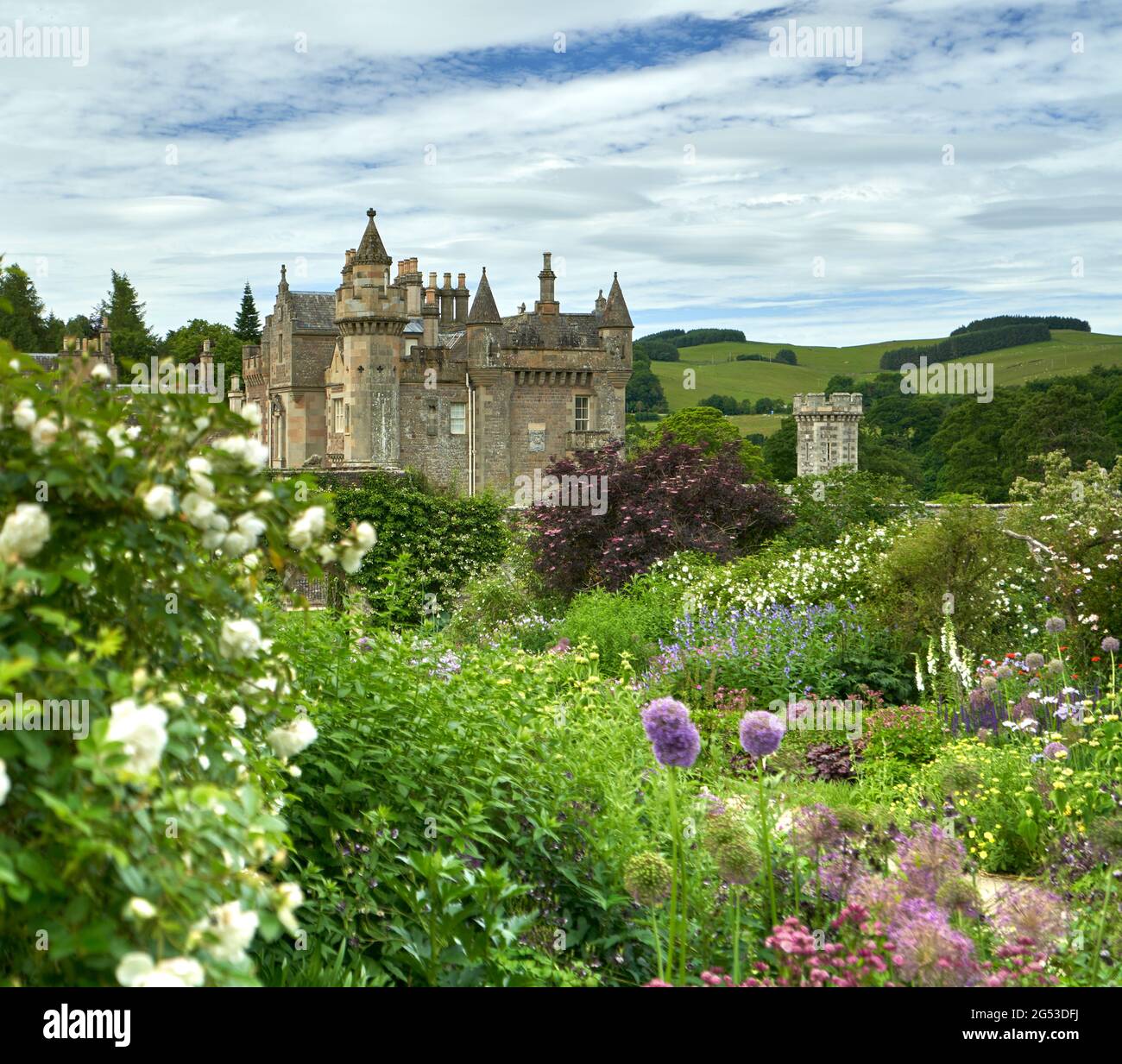 Beautiful flower beds in the walled garden of Abbotsford House in the ...
