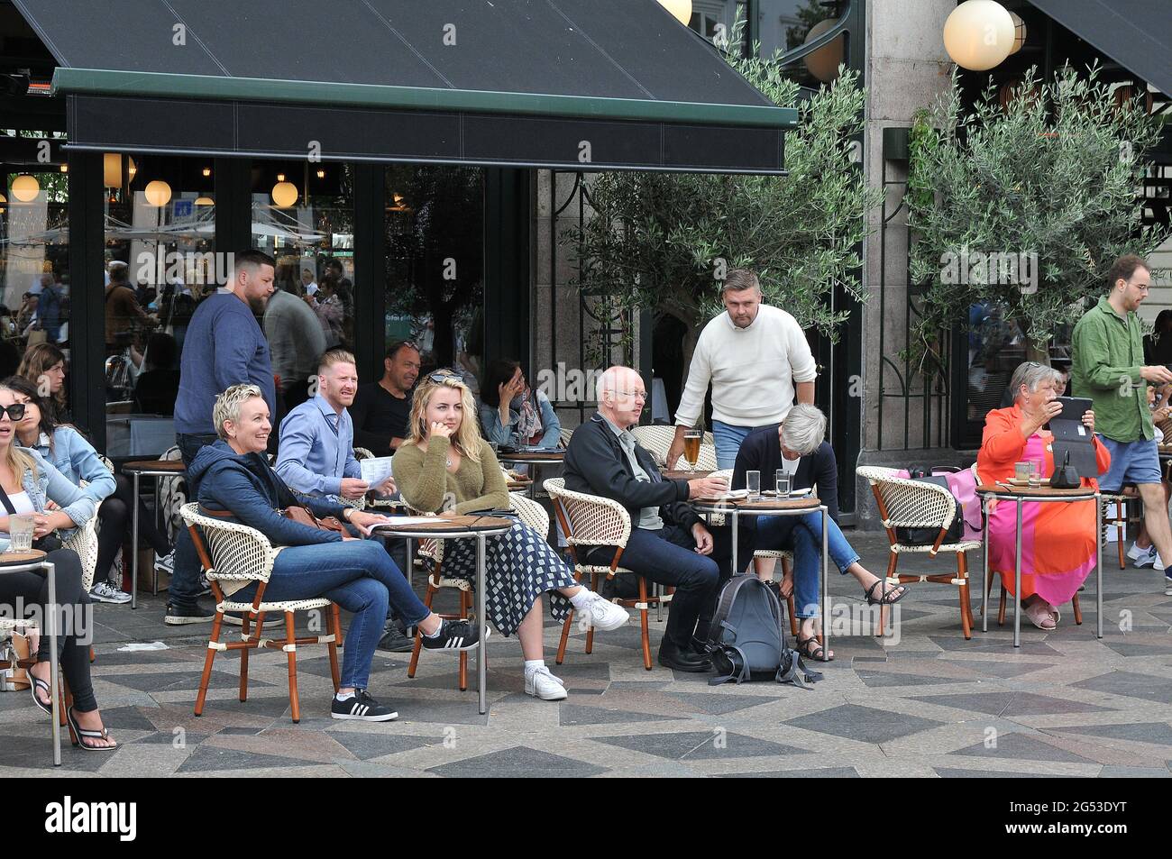 Copenhagen, Denmark. 25 June 2021, Out door food and drinks servcie at ...