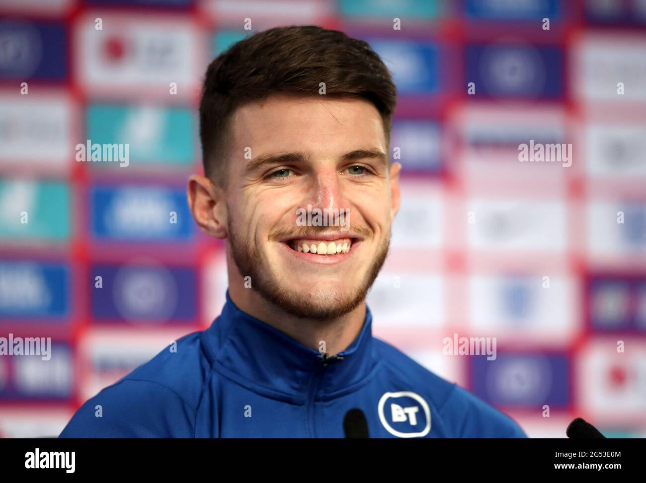 England's Declan Rice during a press conference at St George's Park ...