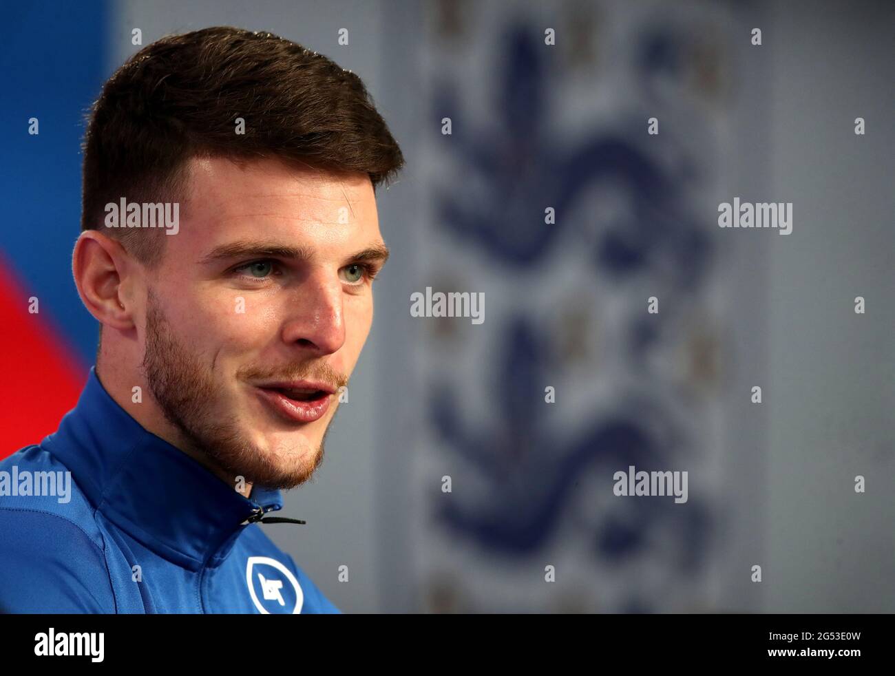 England's Declan Rice during a press conference at St George's Park ...