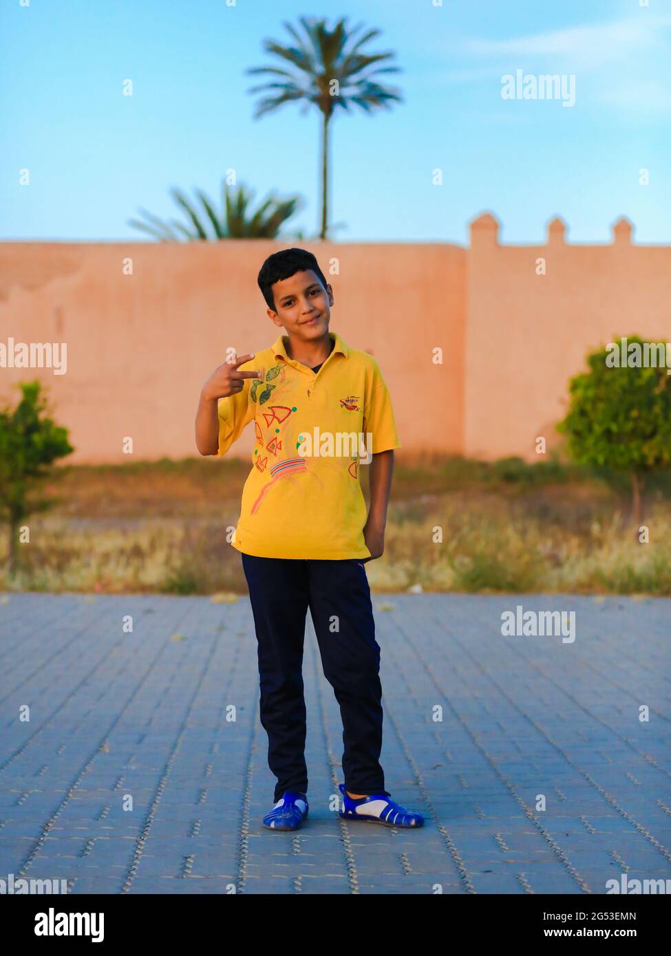 Marrakech, Morocco - 03 MAY 2021 : Moroccan young boy posing in ...