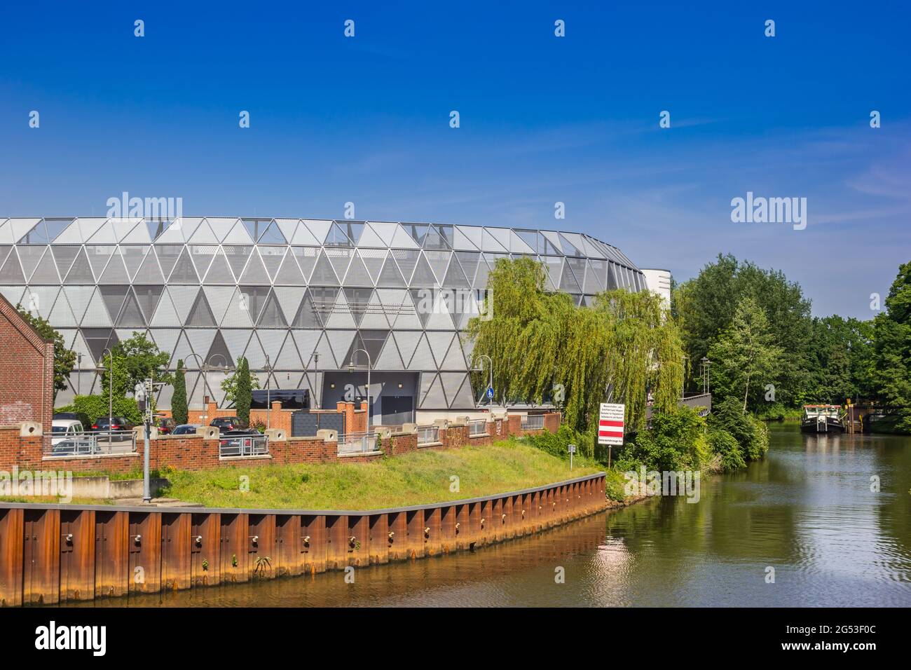 Shopping mall Die Mep at the river Hasse in Meppen, Germany Stock Photo ...