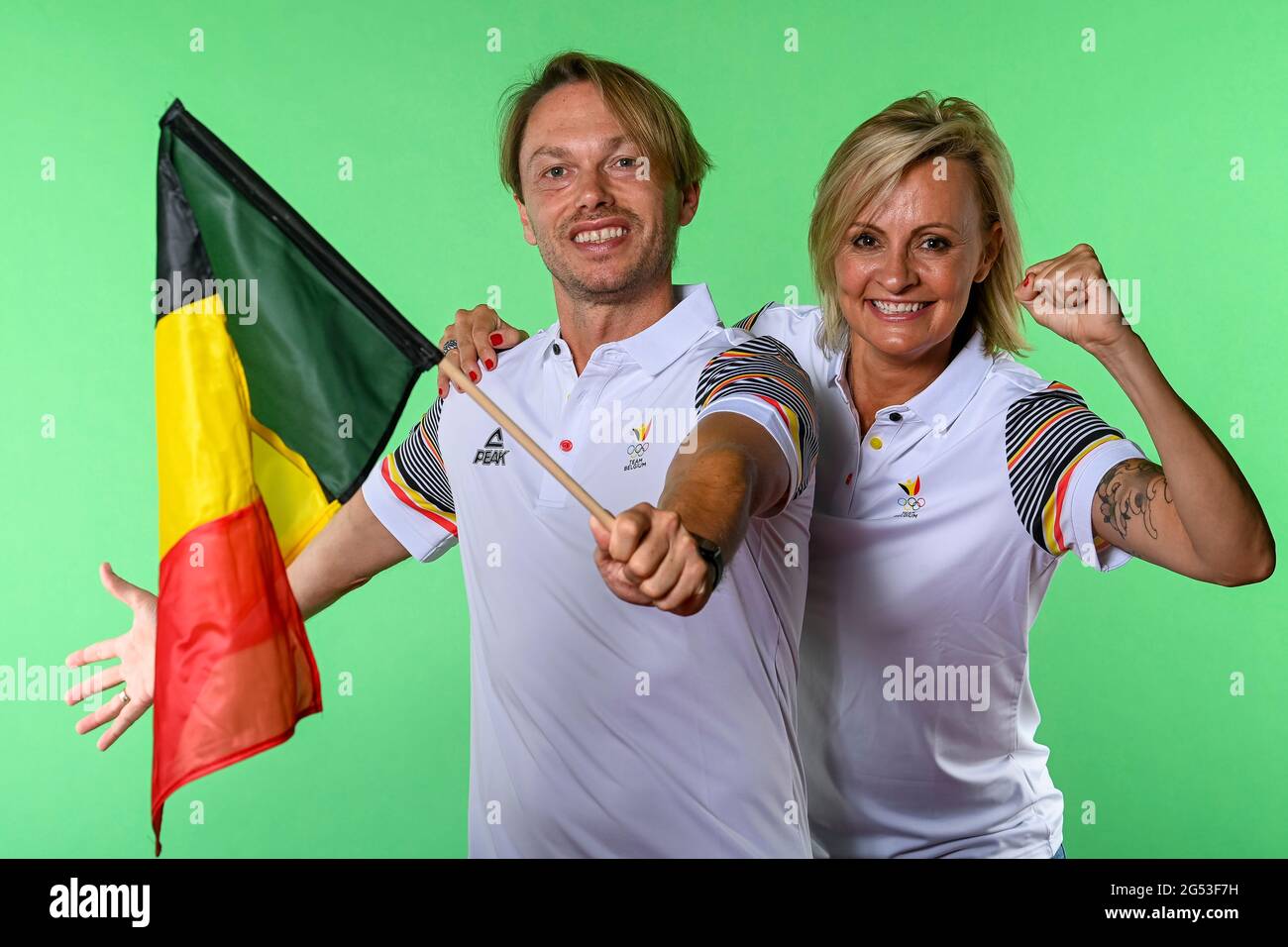 Musician Regi Penxten and Delphine Luna aka DJ Mademoiselle Luna pose ...