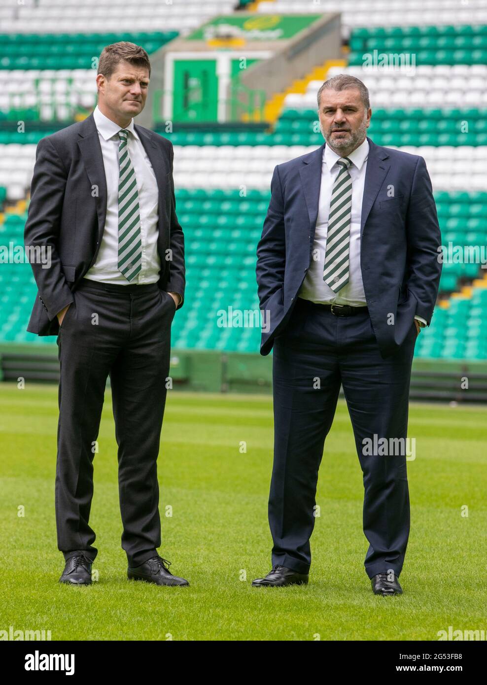 Celtic new manager Ange Postecoglou (right) and Chief Executive Dominic ...
