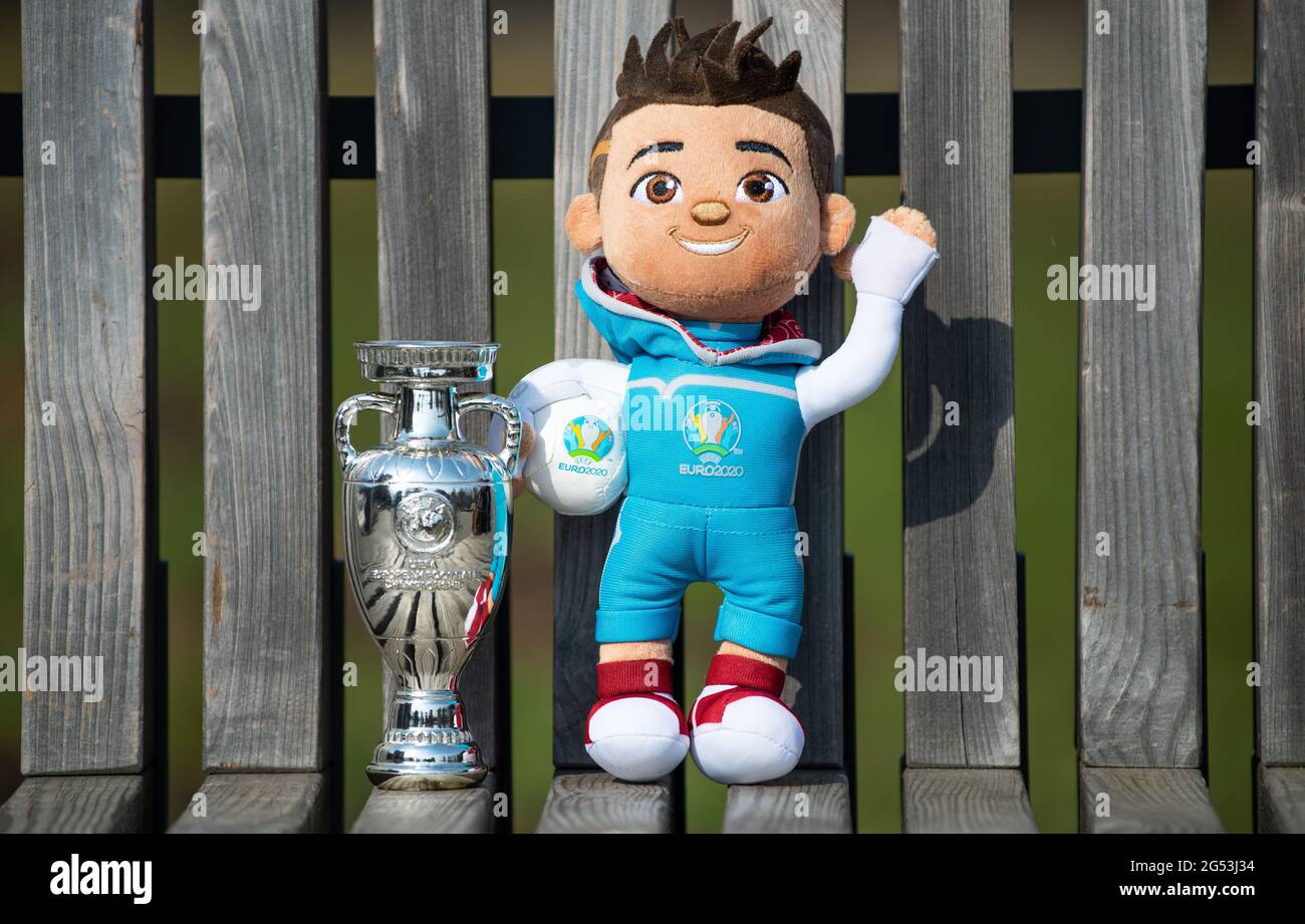 April 22, 2021 Moscow, Russia. The mascot of the UEFA European football ...