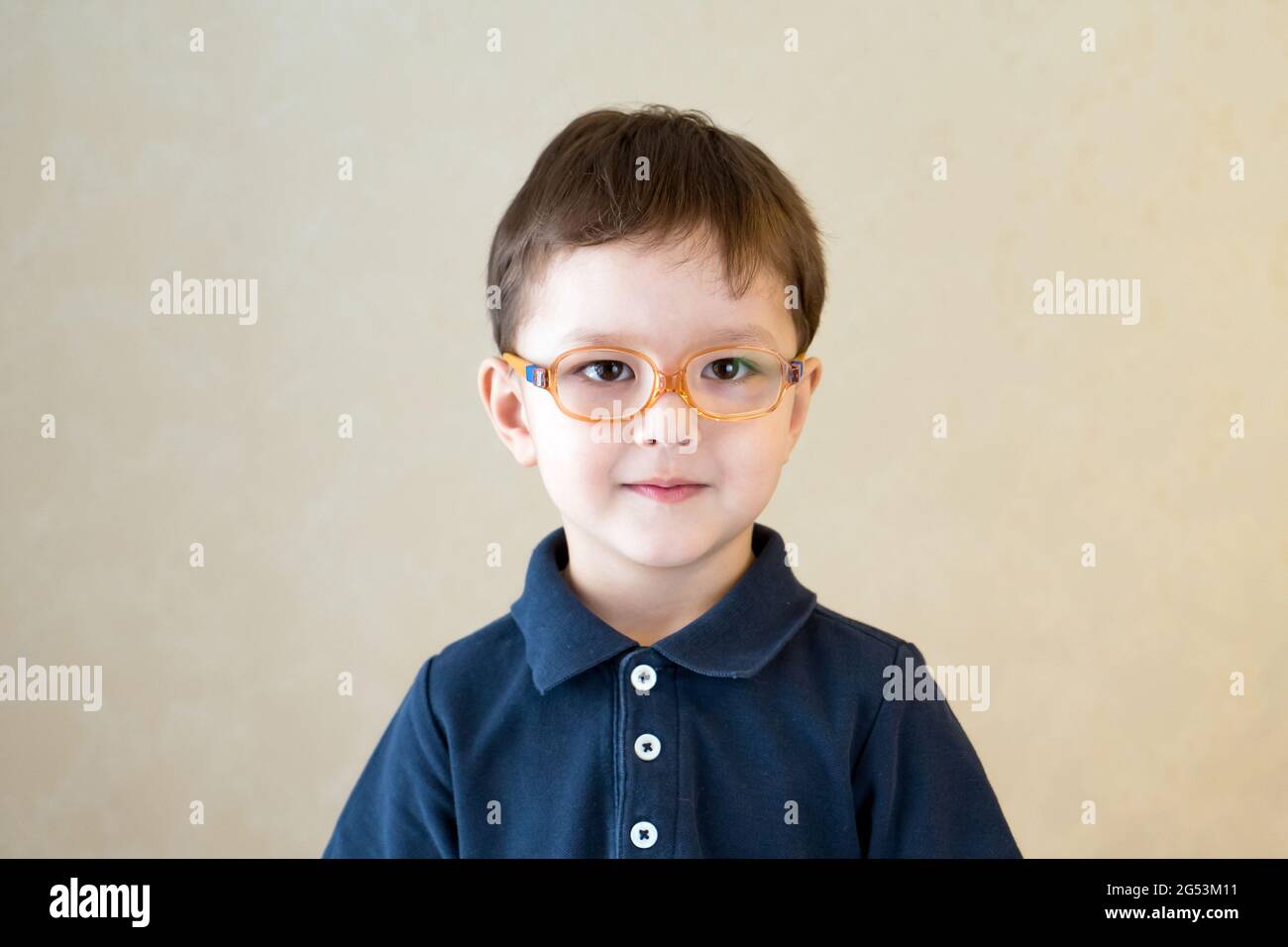 Little Boy In Glasses Medical Vision Correction Stock Photo Alamy