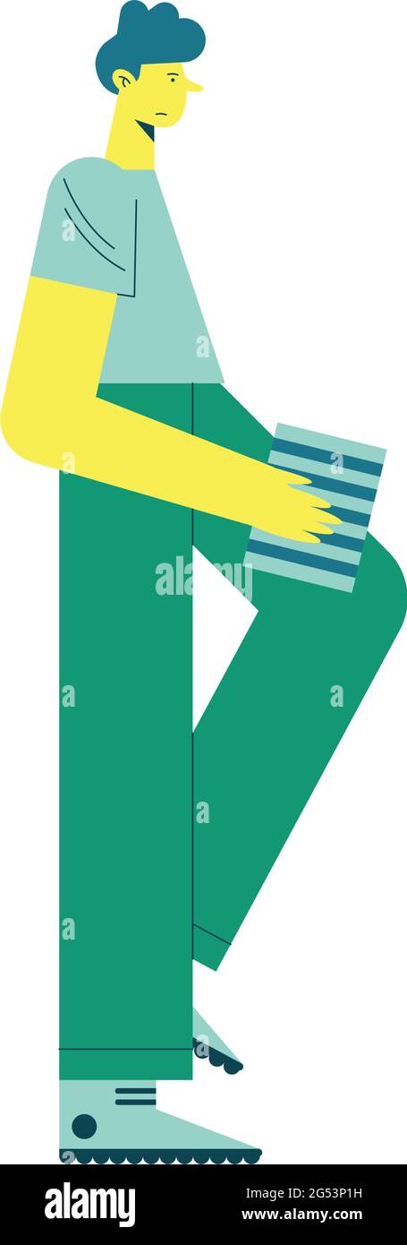 Boy cartoon holding book on white background Stock Vector Image & Art ...