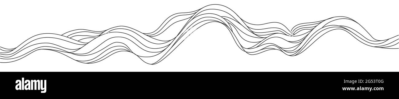 Abstract lines outline of mountains and hills or wave surface. Doodle ...