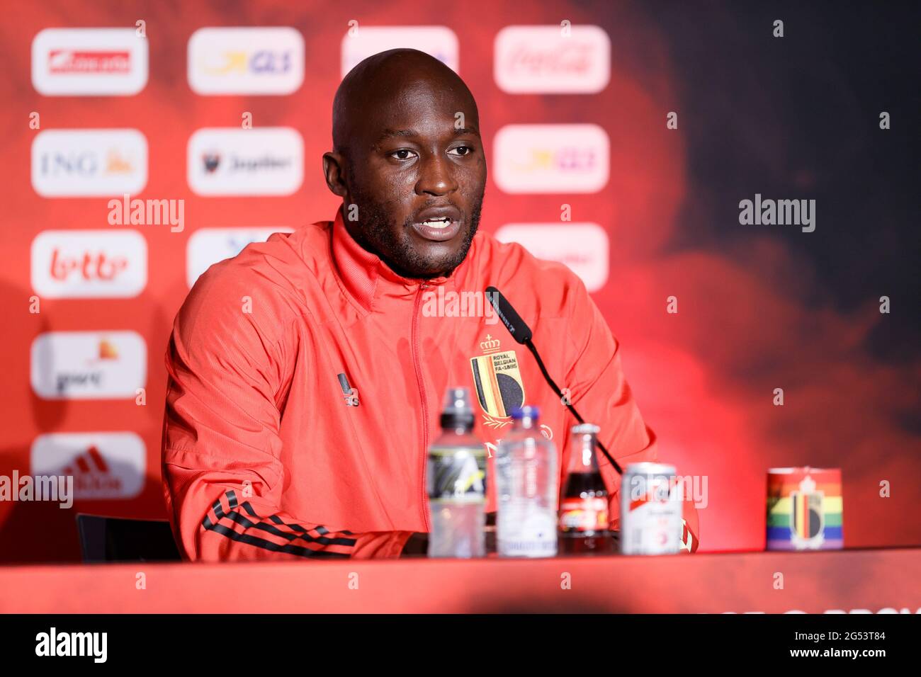 Belgium's Romelu Lukaku pictured during a press conference of the ...